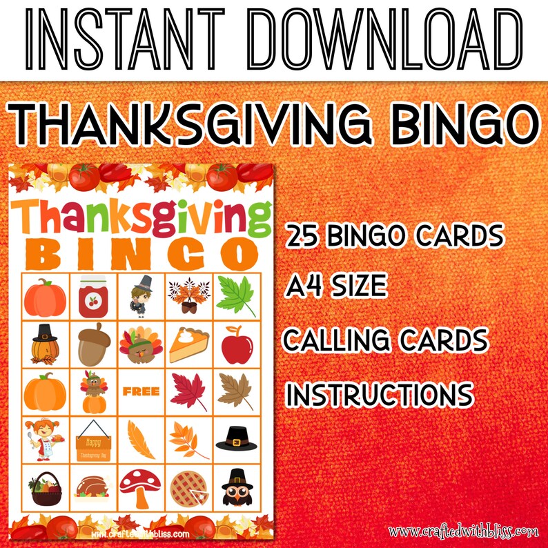Thanksgiving Party BINGO Game (25 Cards) - Etsy