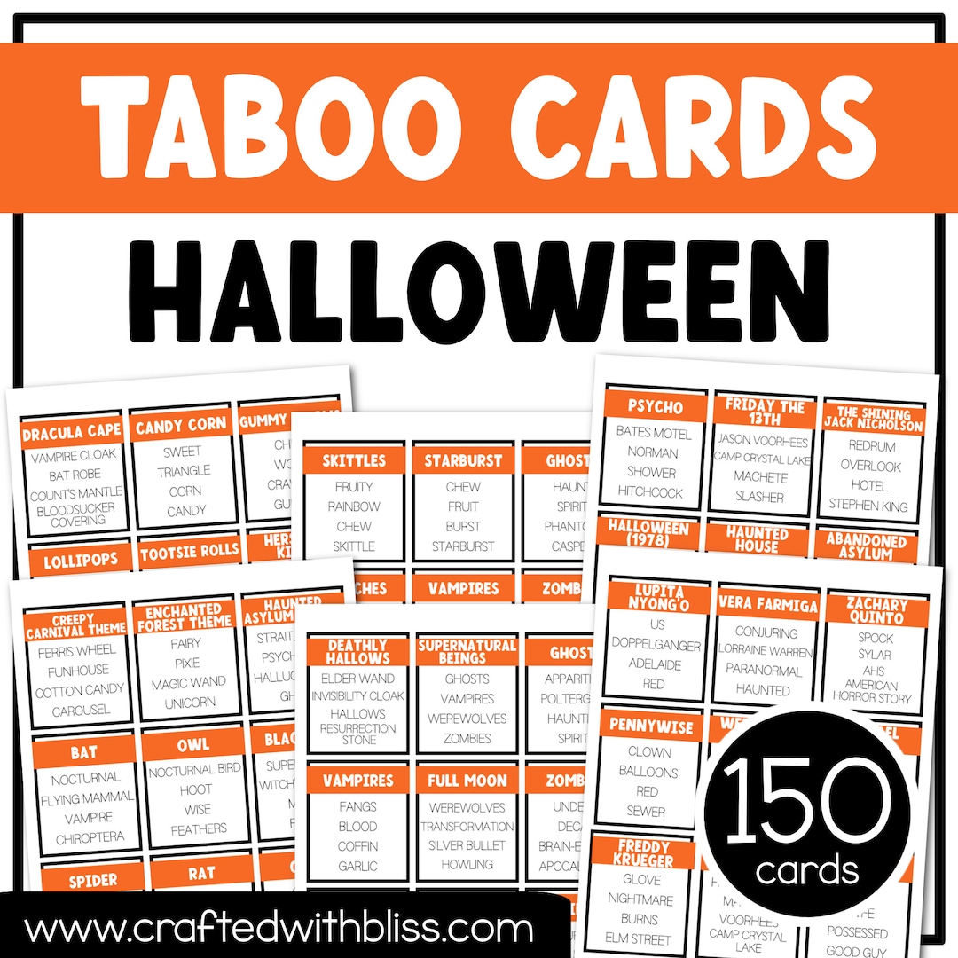 Halloween Taboo Game 150 Cards Halloween Party Game Night Forbidden ...