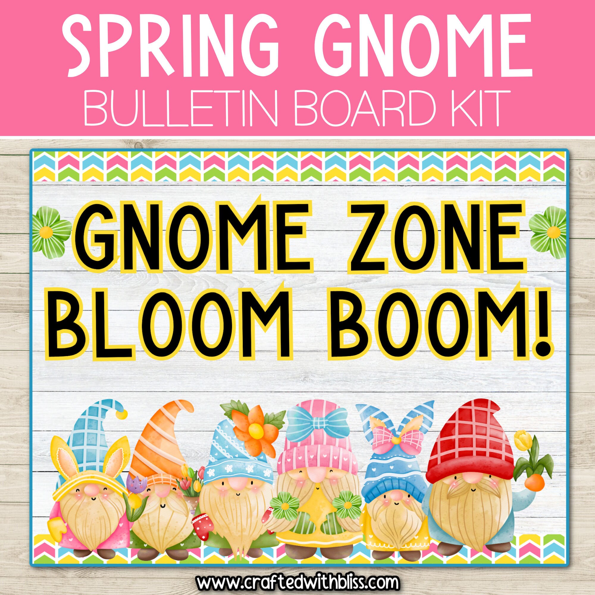 Hello Spring Gnomes Bulletin Board Kit Door Classroom Decor March April ...