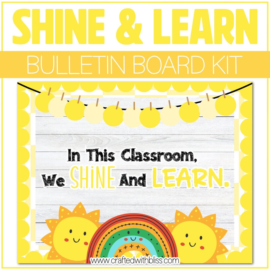 Shine & Learn Sunshine Theme Bulletin Board Kit Door Classroom Decor ...