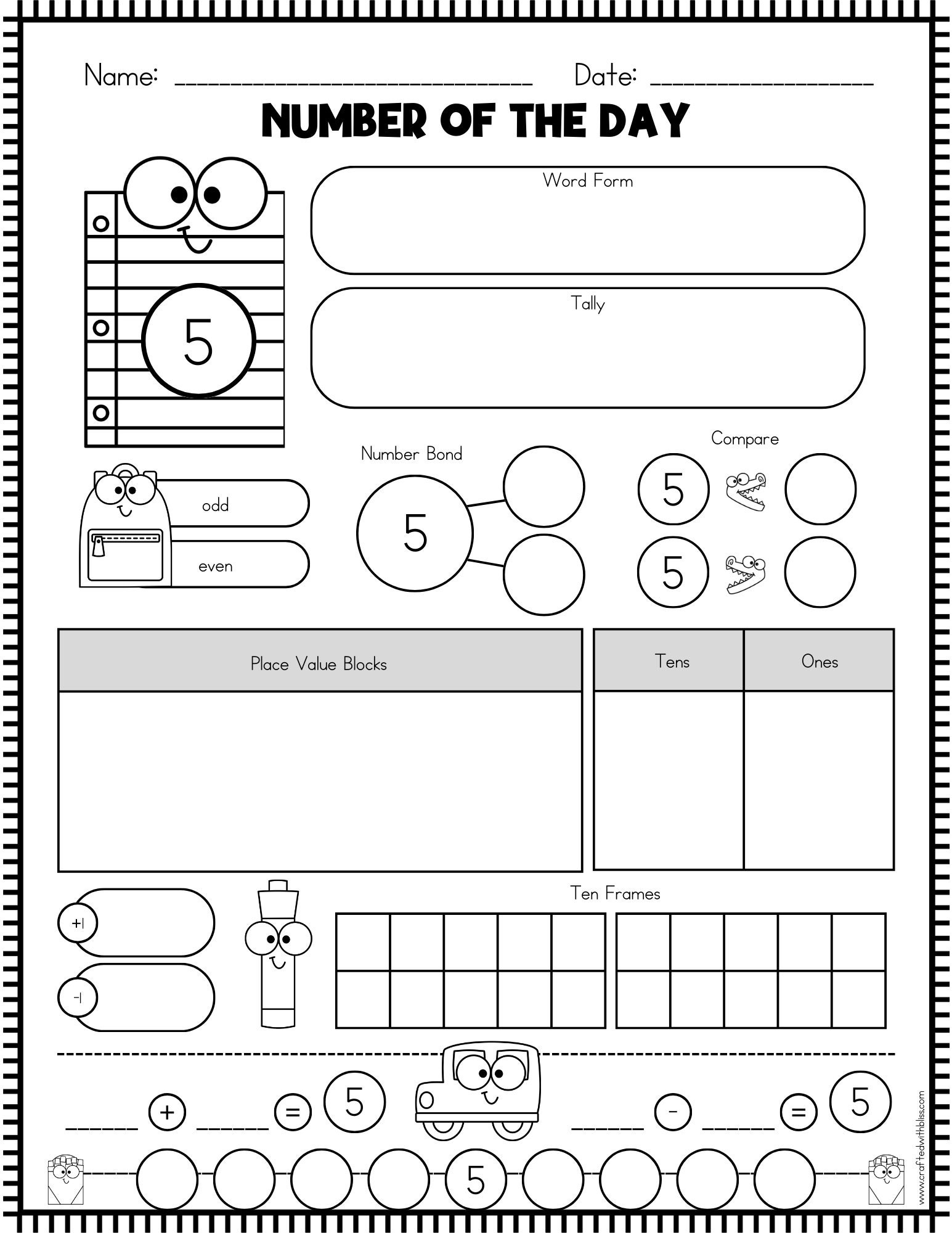 Number of the Day 1st-2nd Grade (1-99) Math Center Morning Work ...