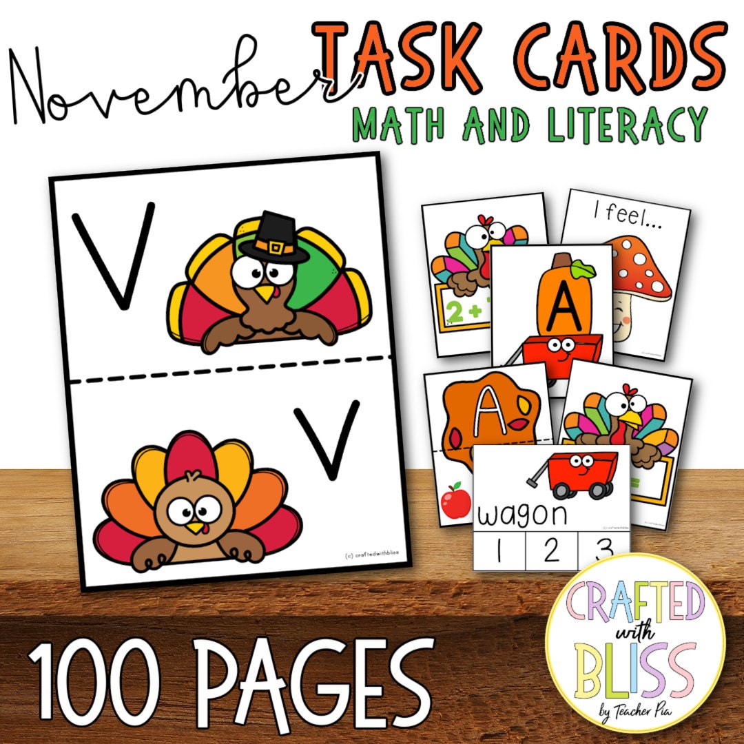 All Year Task Cards Math and Literacy Mega Bundle preschool - Etsy