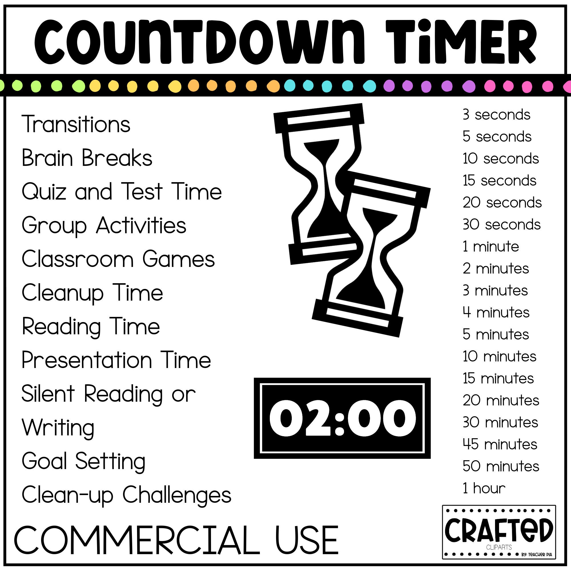 Simple All Black Countdown Timer Classroom Management Tool Commercial ...