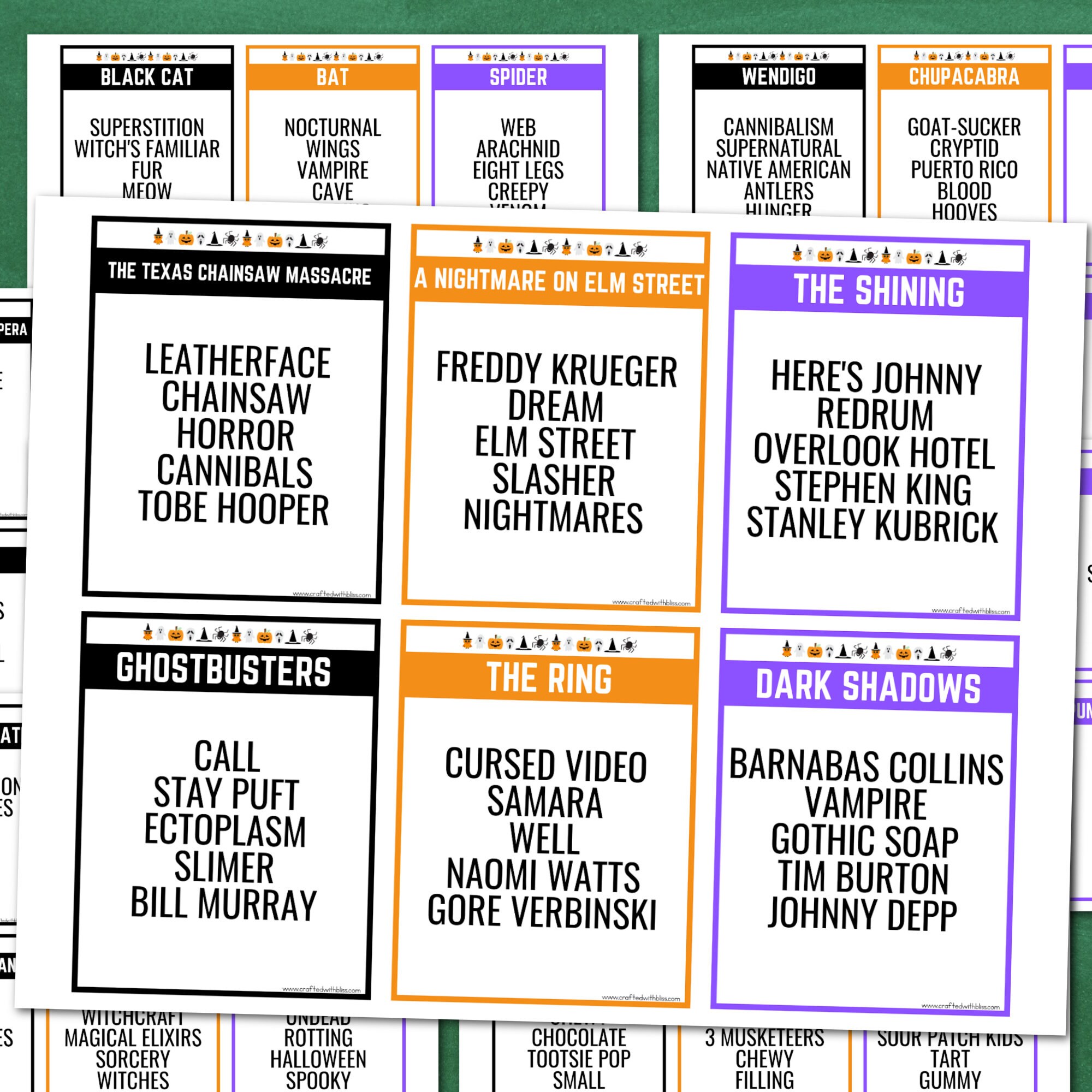 Halloween Taboo Game Cards Printable Family Halloween Game - Etsy