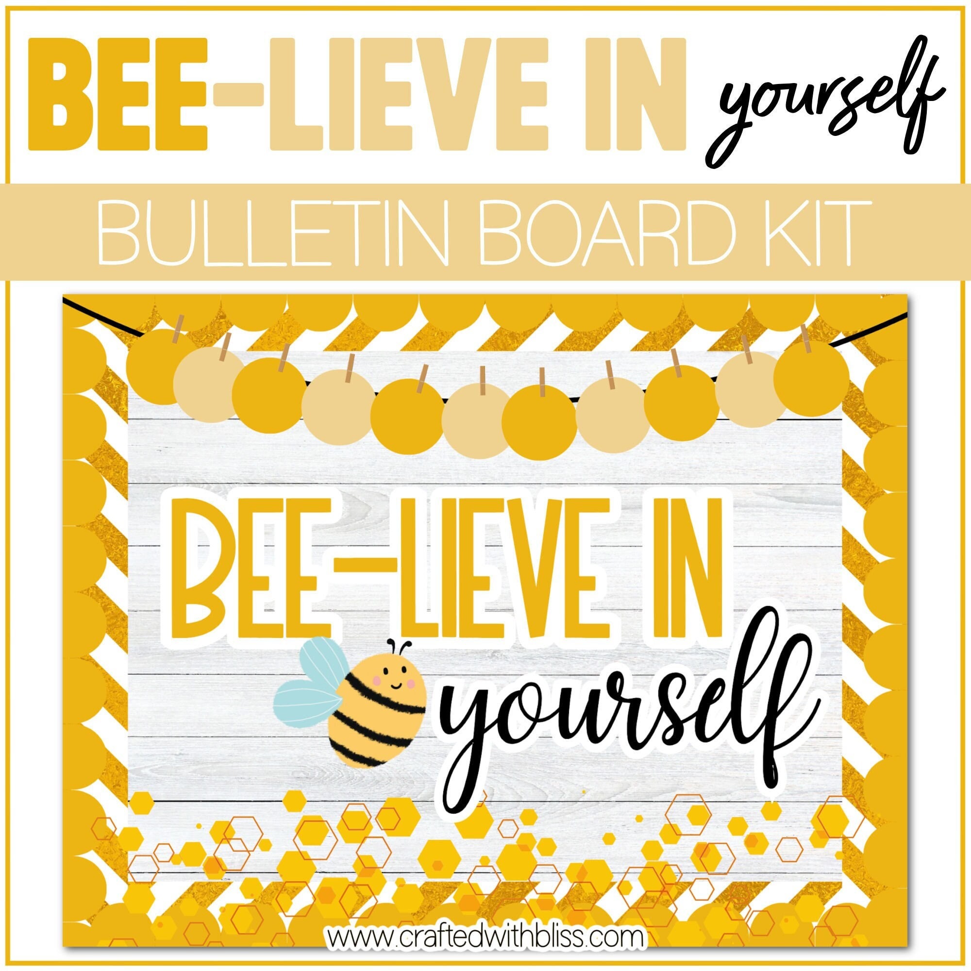 Beelieve in Yourself Bulletin Board Kit Door Classroom Decor Positivity ...