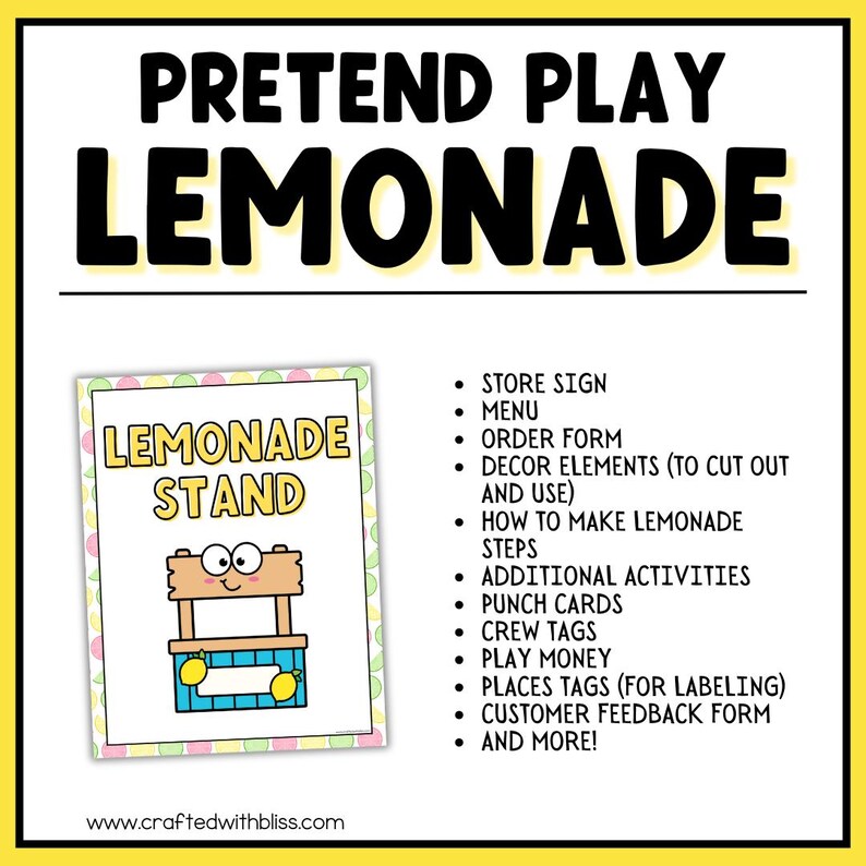 Lemonade Stand Pretend Play Printable - Etsy