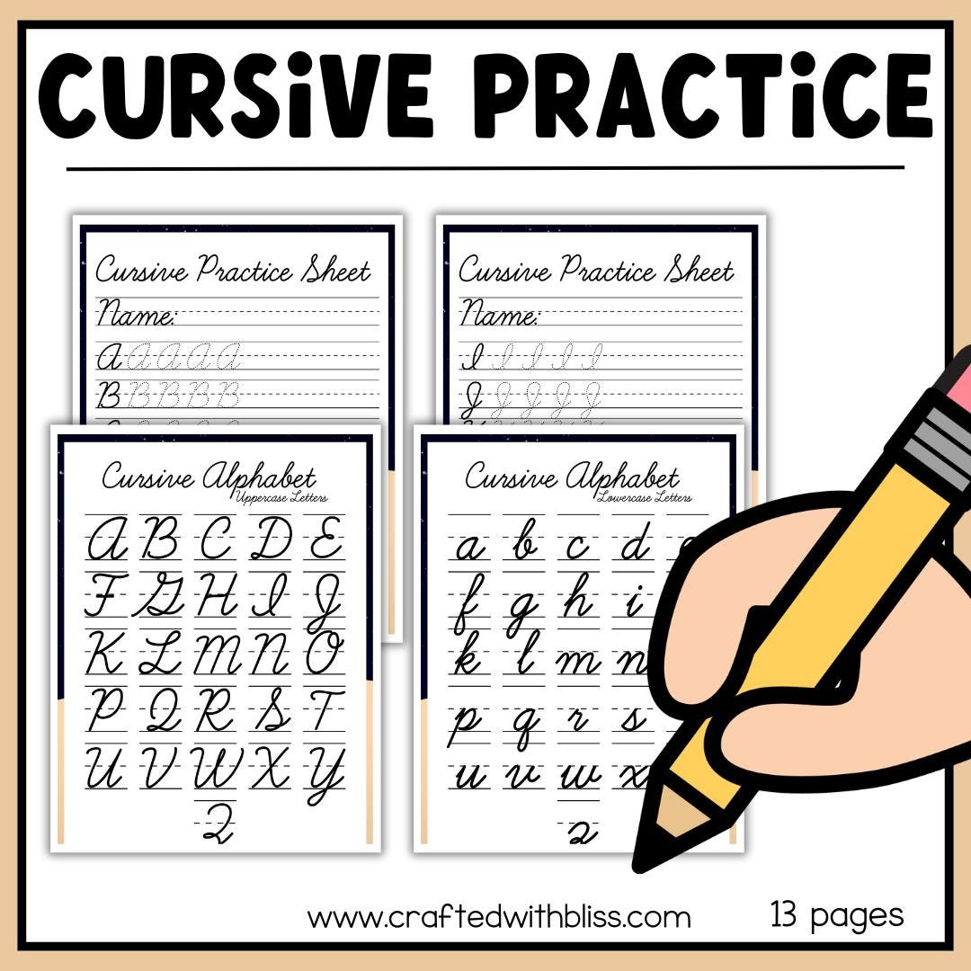 13 Pages Cursive Tracing Worksheet, Alphabet Cursive Printable, Days of ...