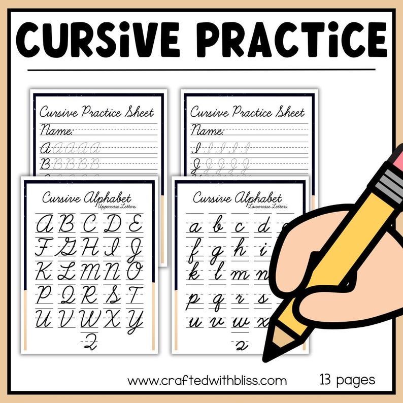 13 Pages Cursive Tracing Worksheet, Alphabet Cursive Printable, Days of ...