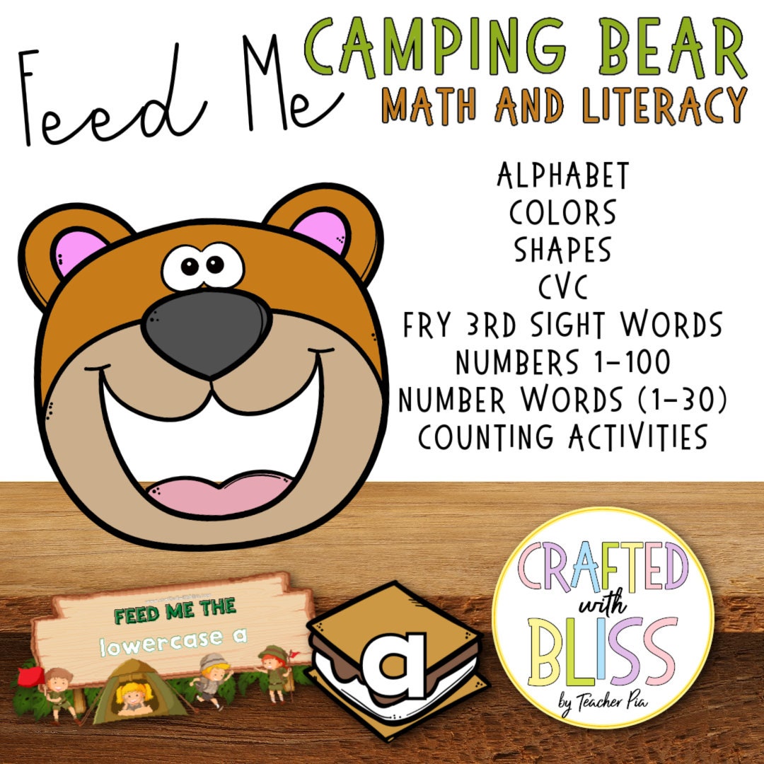 Feed the Bear Camping Theme Feed Me Literacy Center Math Center Camping ...