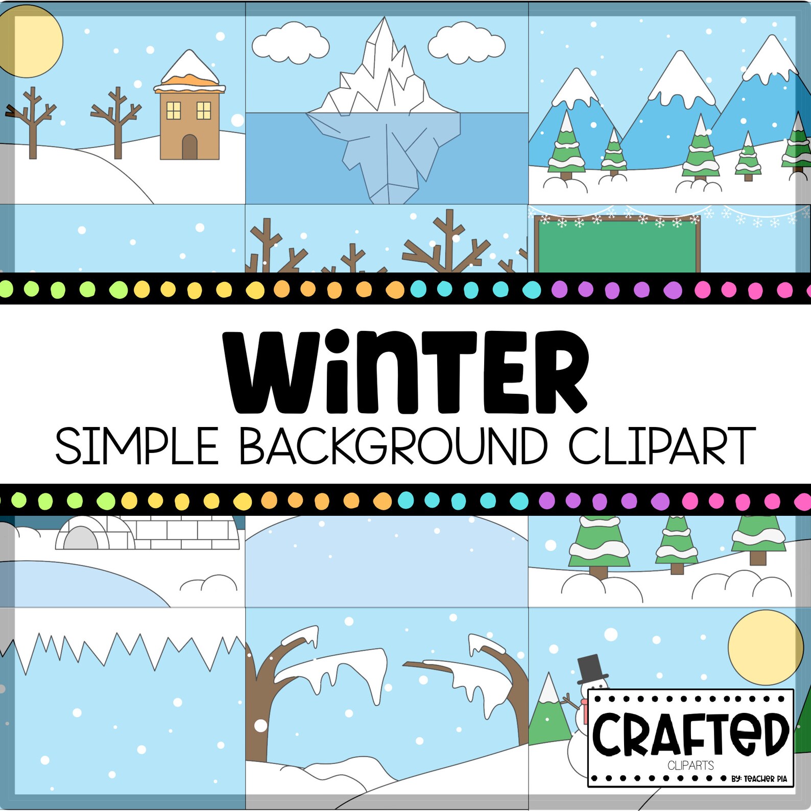 Year Round Simple Background Clipart Scene Mega Bundle Commercial Use ...