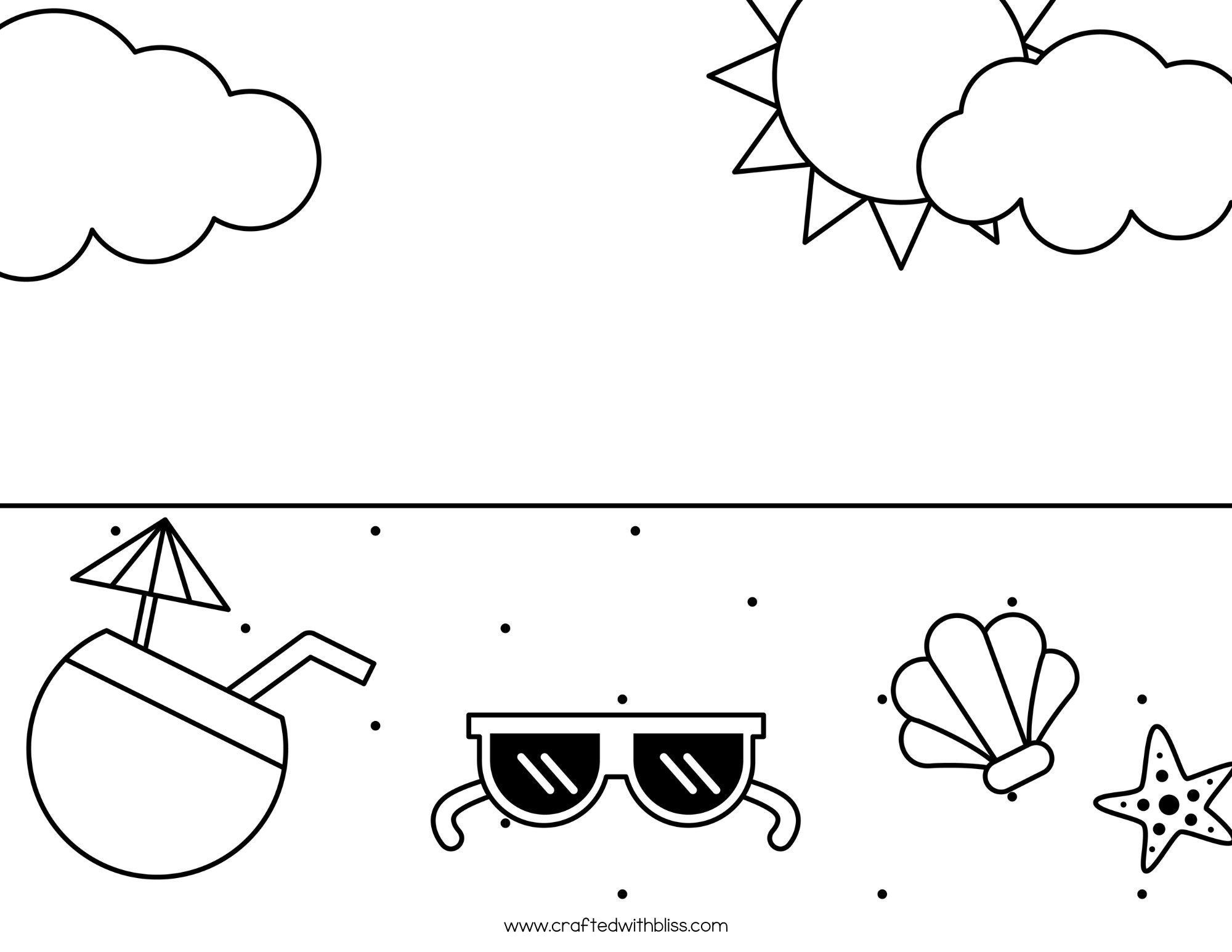 Hello Summer Coloring Pages for Kids Background Scene - Etsy