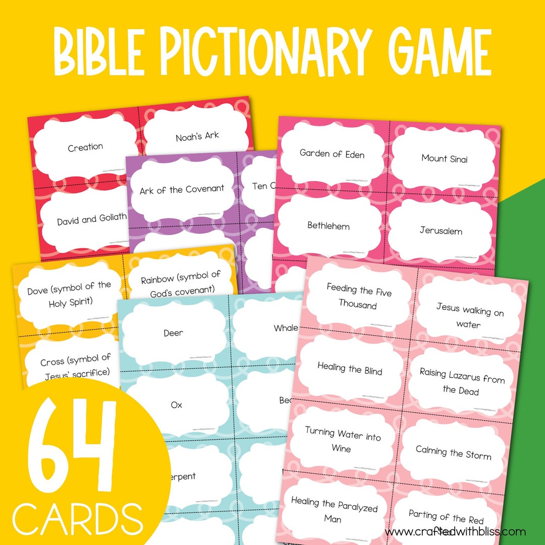 The Ultimate Bible Pictionary Game for Kids - 64 Cards | Ice Breaker ...