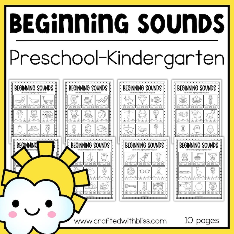10 Pages Beginning Sounds Activities, Prek Letter Sounds Printable ...
