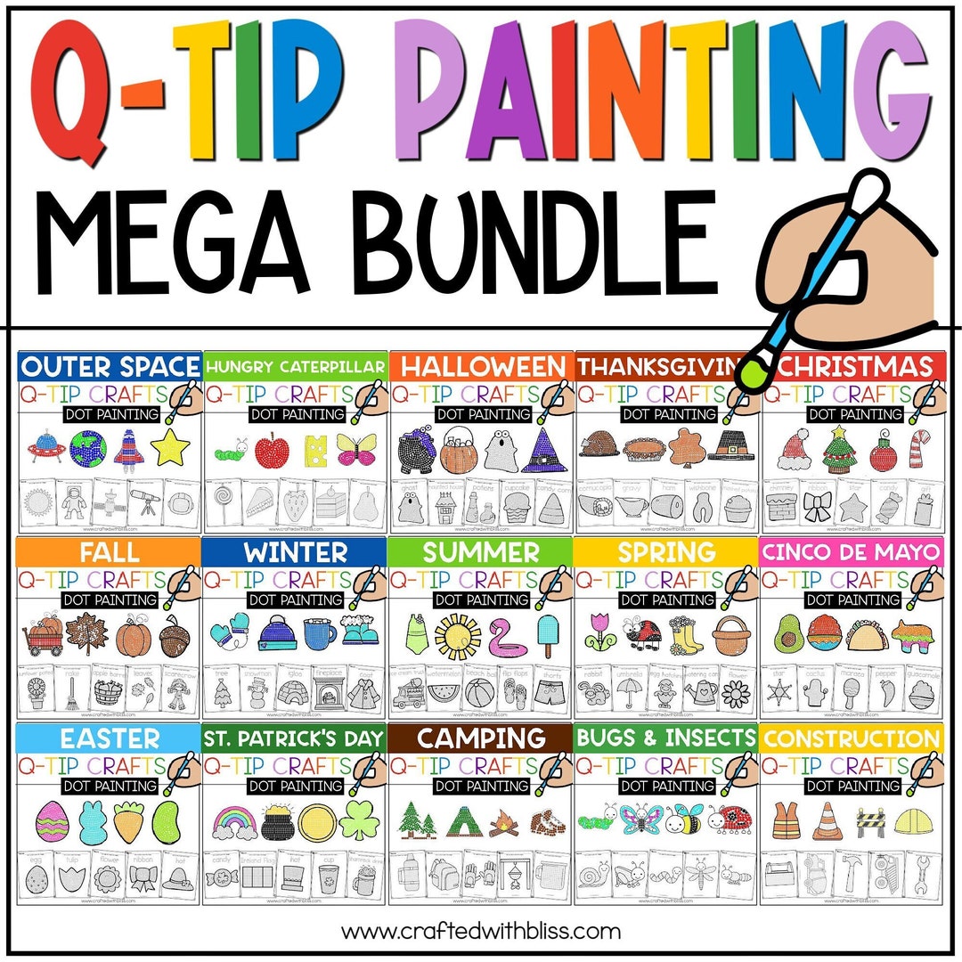Q-tip Painting Mega Bundle Dot Painting Preschool Prek Kindergarten ...