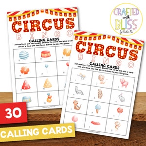 50 Circus Bingo Cards Classroom Game, Bingo Game, Circus Party Game ...