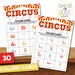 50 Circus Bingo Cards Classroom Game, Bingo Game, Circus Party Game ...