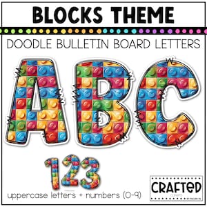 Block Brick Theme Bulletin Board Letters | Door Classroom Decor ...