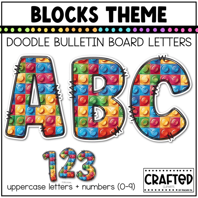 Block Brick Theme Bulletin Board Letters | Door Classroom Decor ...