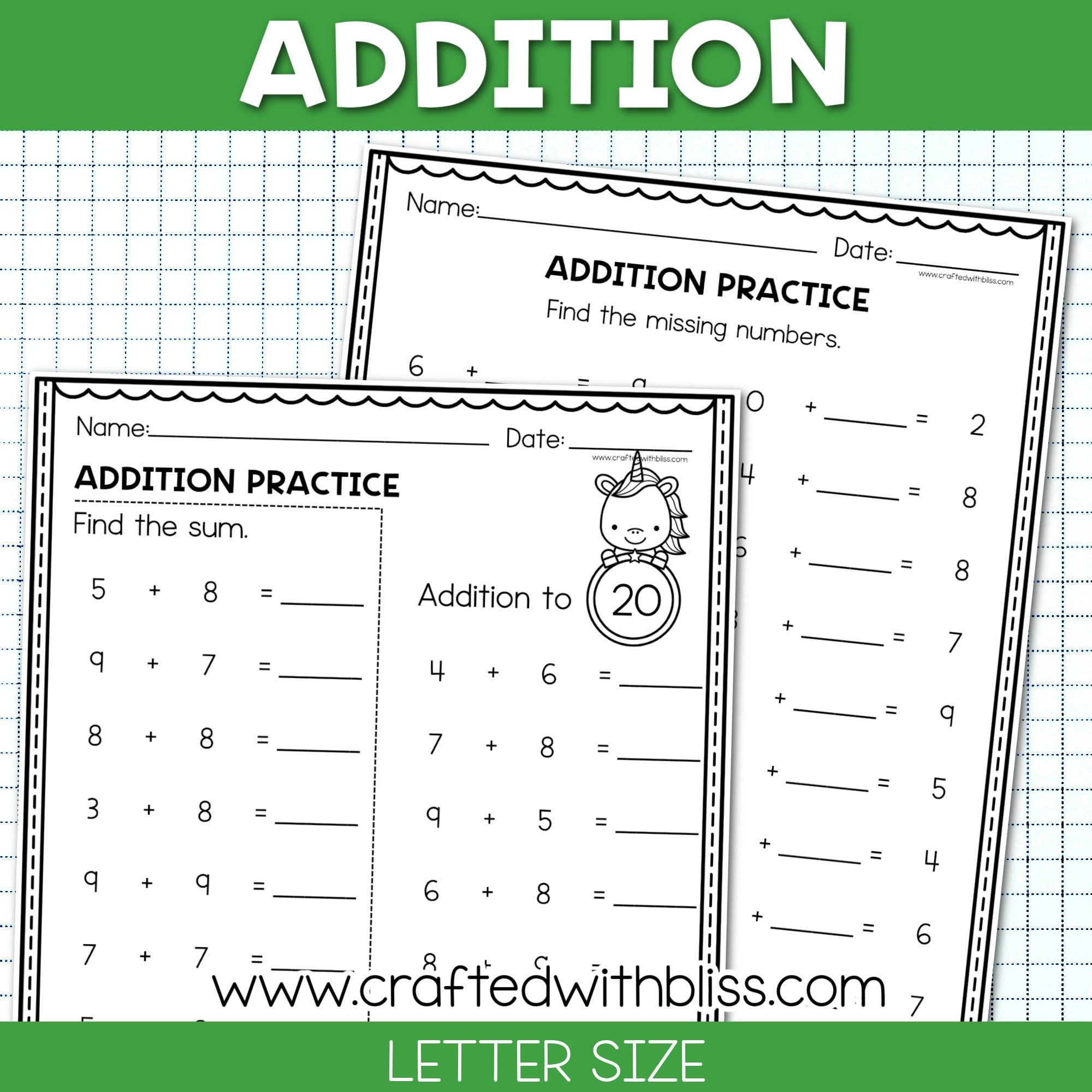 Math Addition Facts K-1 Practice Pages | Homework | Morning Work | Math ...