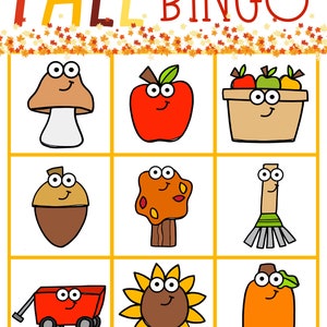 Fall Bingo for Classroom Game Preschool Kindergarten (10 Cards) - Etsy