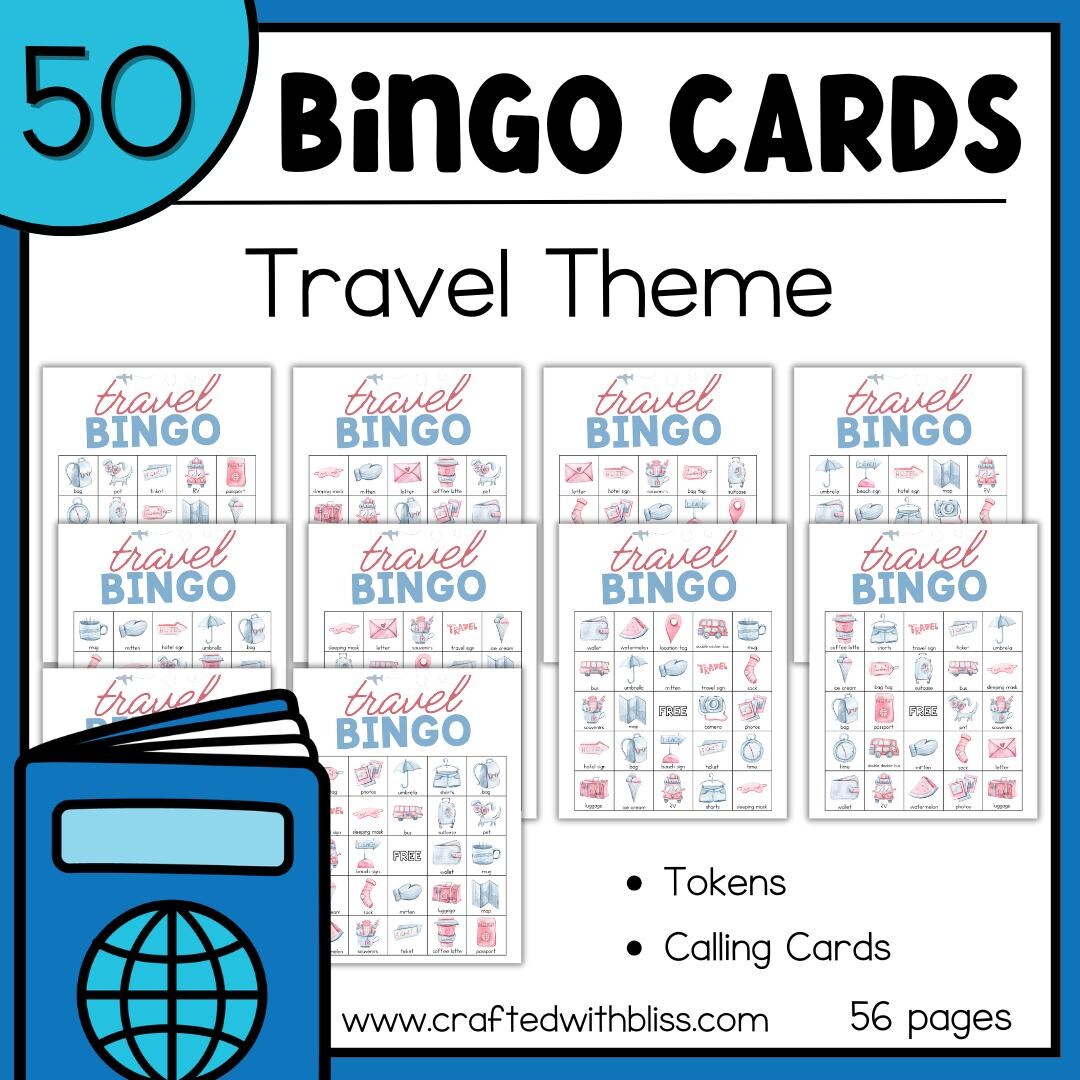 50 Travel Bingo Cards - Etsy