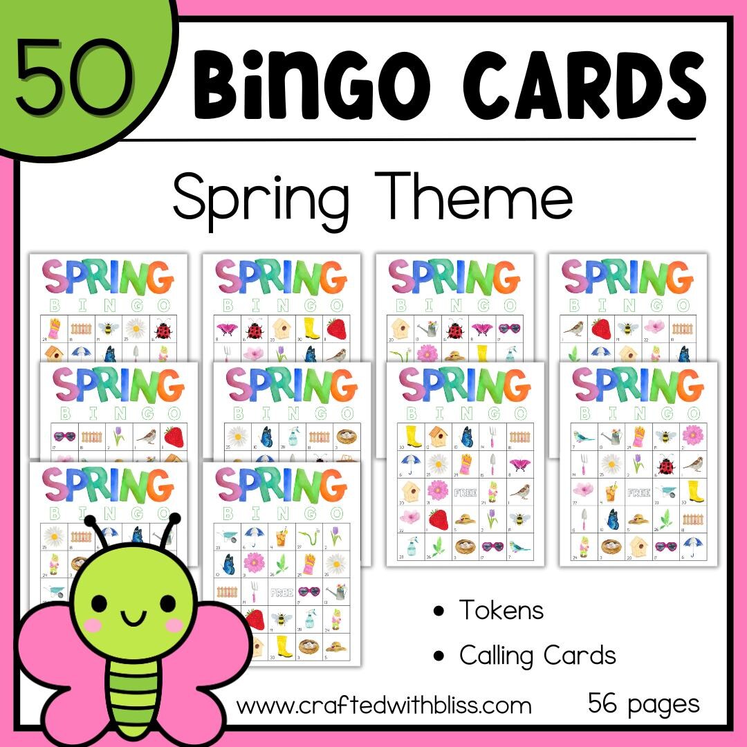 50 Spring Bingo Cards - Etsy