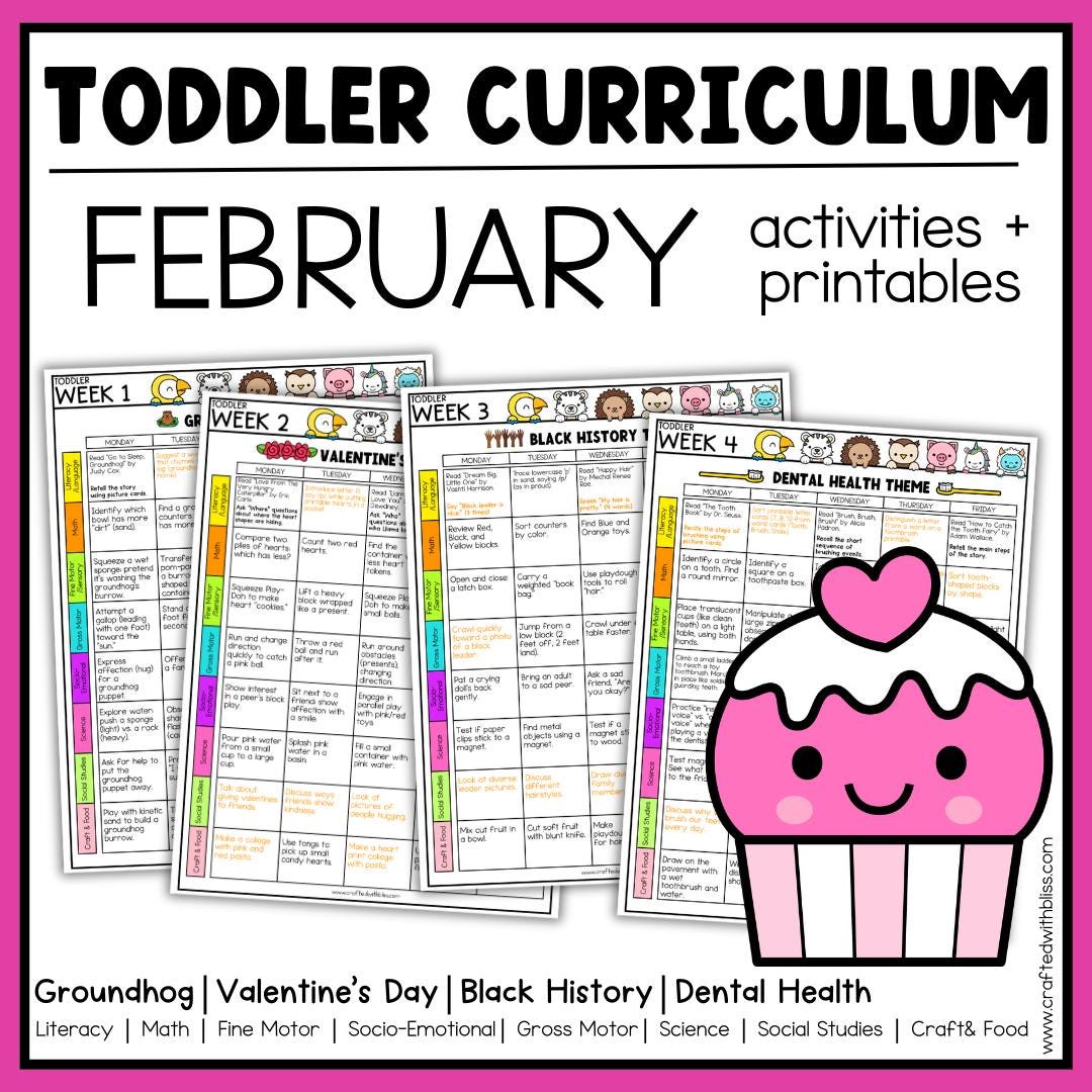 February Toddler Curriculum Activities and Printable 2-3 Yo Homeschool ...