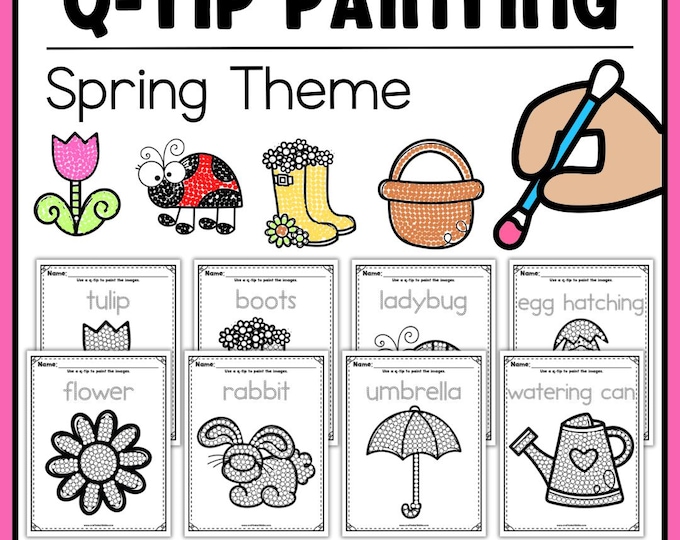 Spring NO PREP Q Tip Painting Mats for Preschool and Kindergarten Fine ...