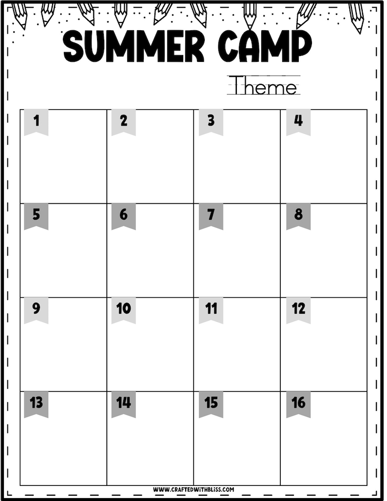 13 Summer Camp Theme Ideas List for Kids + Blank Template Camping Theme ...