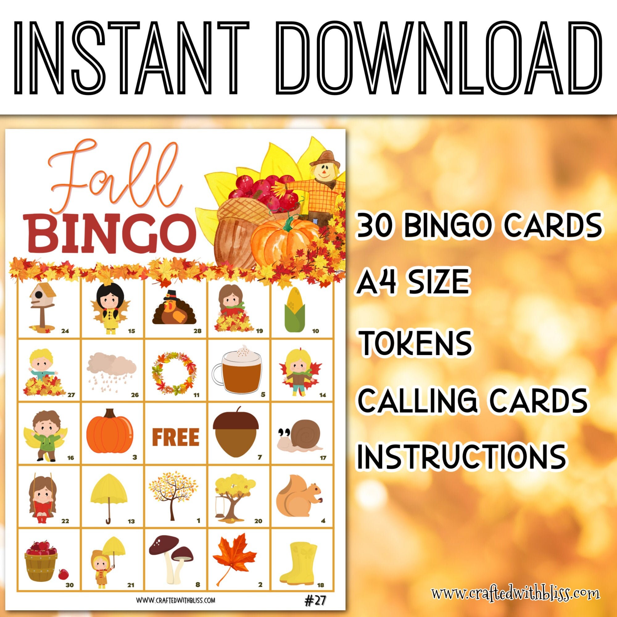 30 Fall Bingo Cards - Etsy