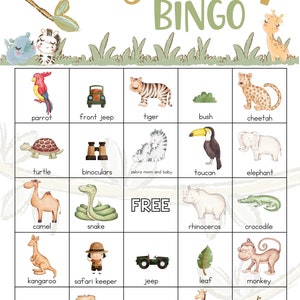 50 Safari Bingo Cards - Etsy