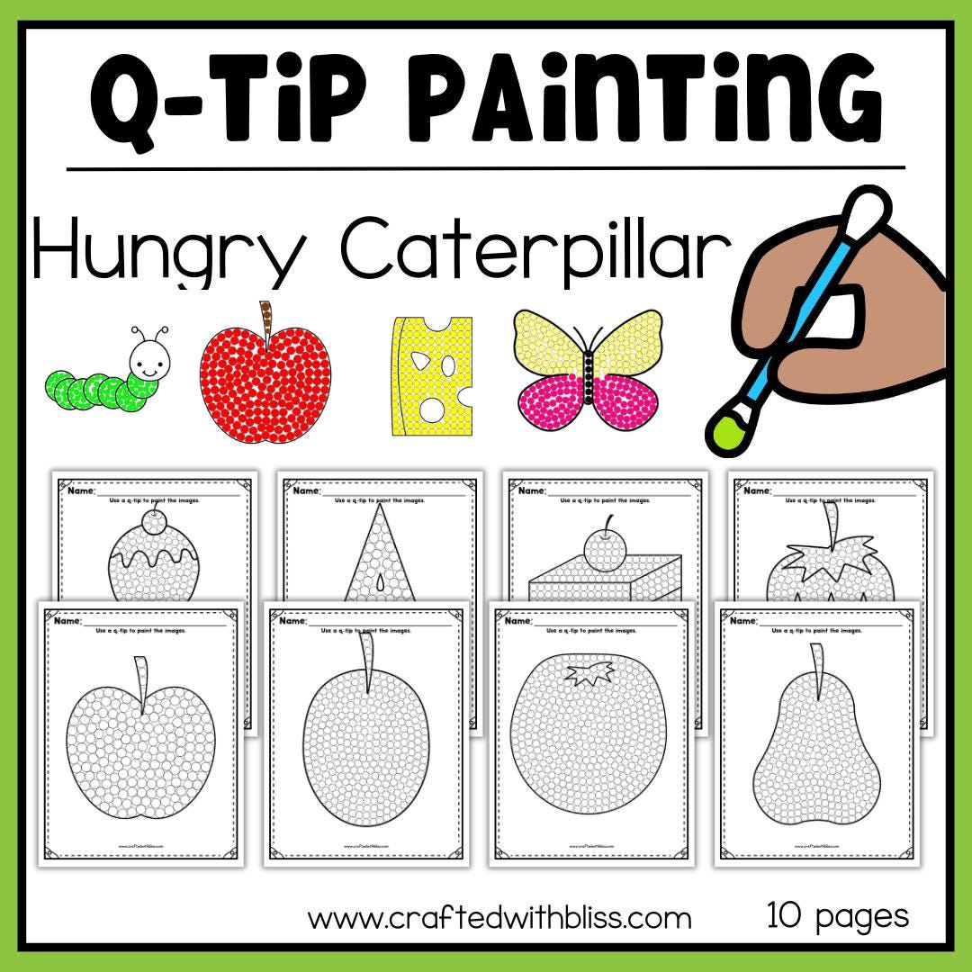 Q-tip Painting Caterpillar Craft - Etsy