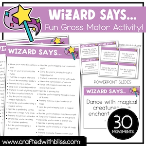 Wizard Says | Fun Magical Movement Cards Ice Breaker Gross Motor Game ...