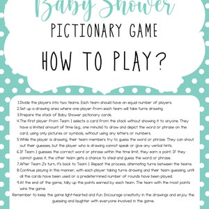 The Ultimate Baby Shower Pictionary Game - 64 Cards | Ice Breaker Games ...