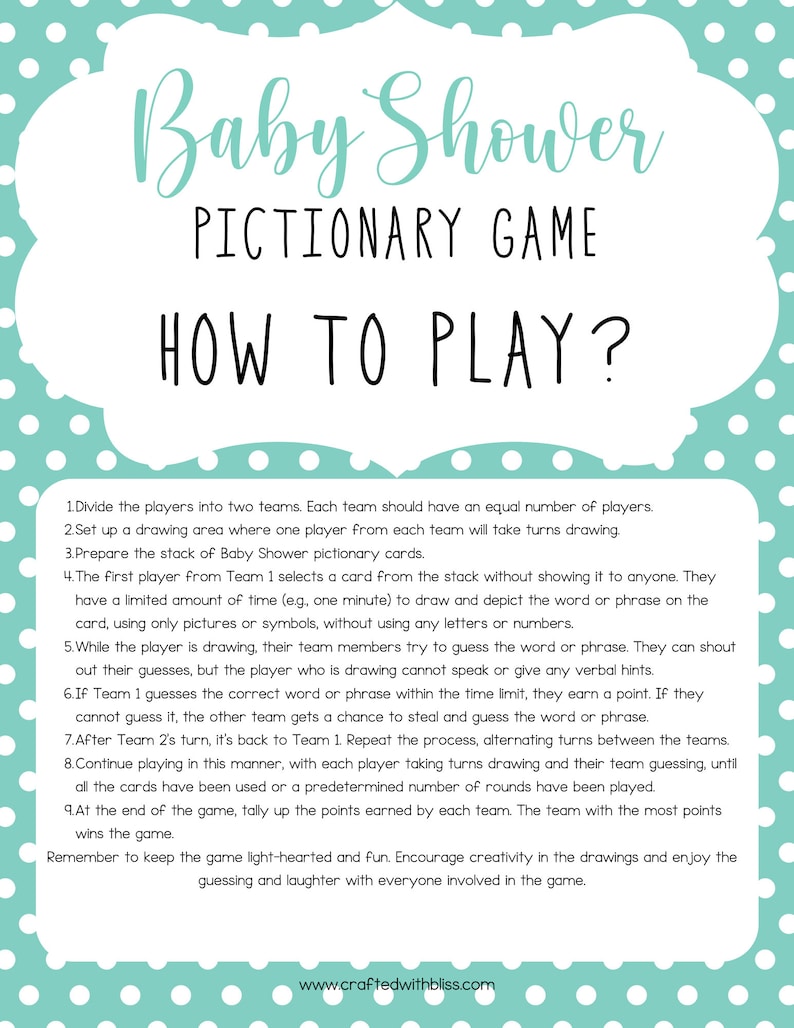 The Ultimate Baby Shower Pictionary Game - 64 Cards | Ice Breaker Games ...