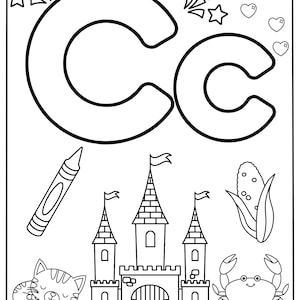 26 Pages Alphabet Coloring Book Printable for Kids, Alphabet Coloring ...