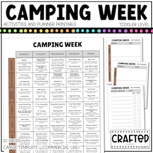 Editable Camping Week Activities and Planner Toddler Canva Template 2 ...