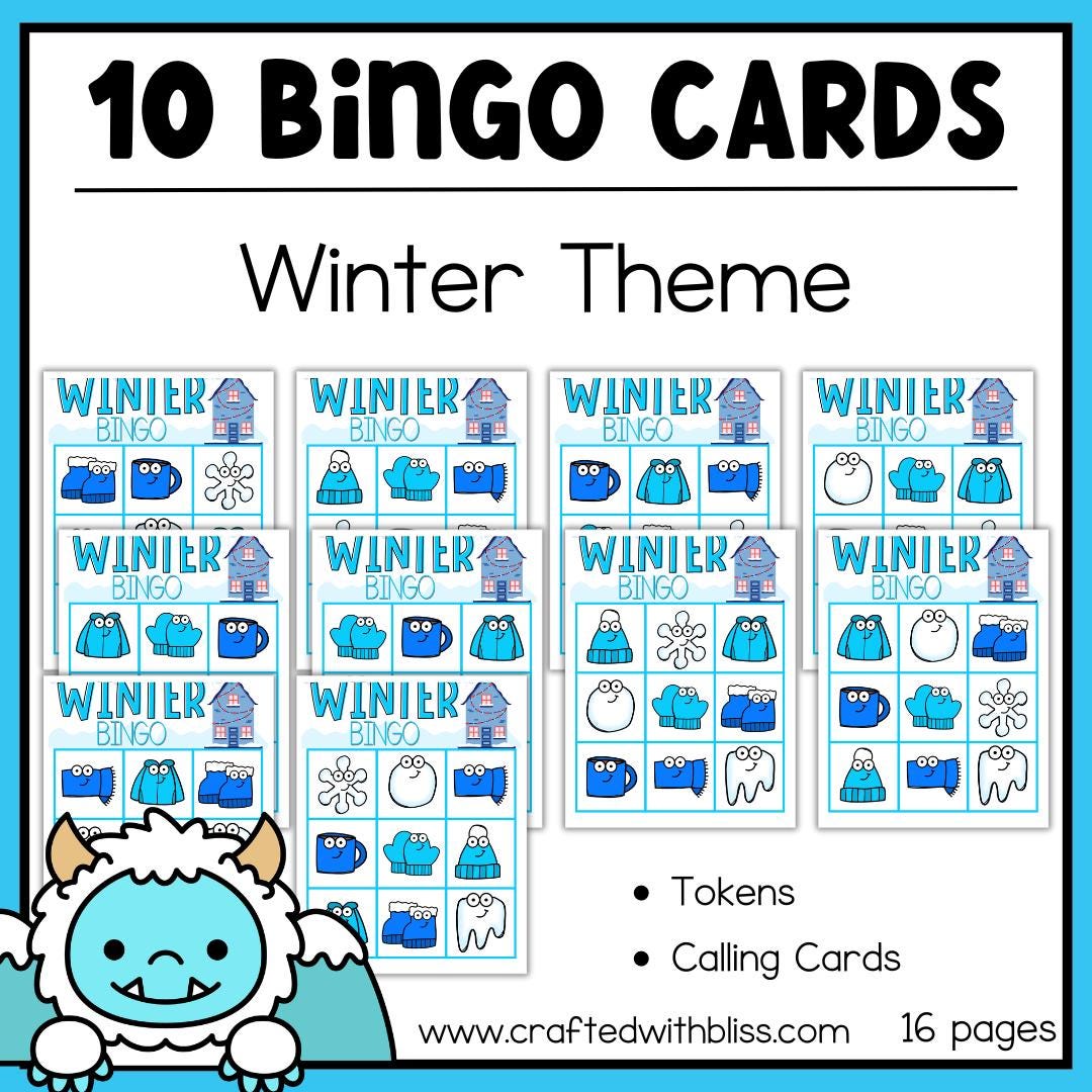 Winter Bingo for Classroom Game Preschool Kindergarten (10 Cards) - Etsy