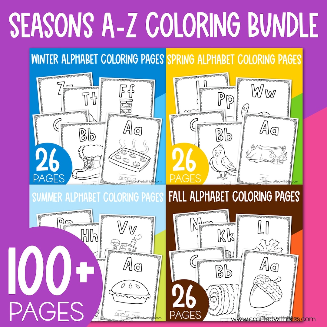 Four Seasons Alphabet Coloring Pages A-Z - Etsy Australia