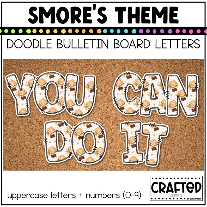 Smore's Theme Doodle Bulletin Board Letters | Door Classroom Decor - Etsy