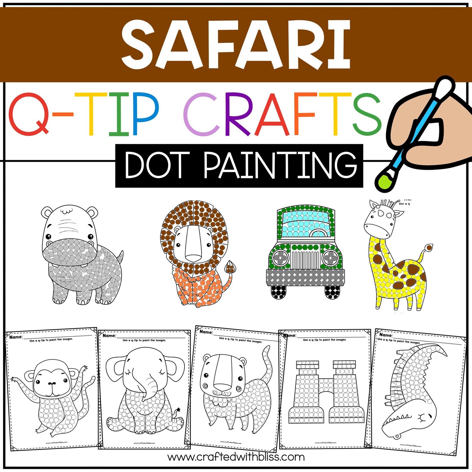 Q-tip Painting Safari Fine Motor Activity Safari Unit Dot Painting ...