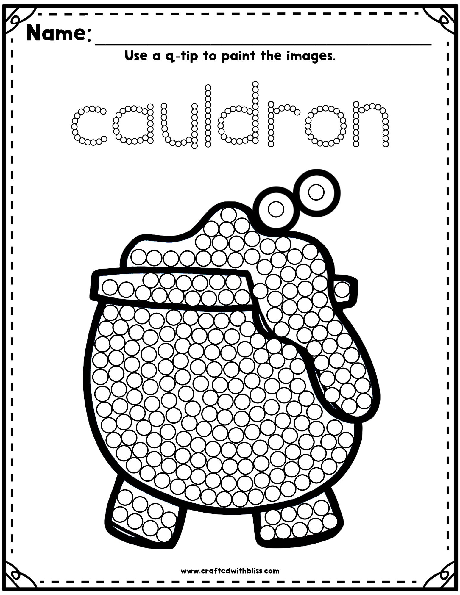 Q-tip Painting Halloween Qtip Fine Motor Activity Halloween Craft Dot ...