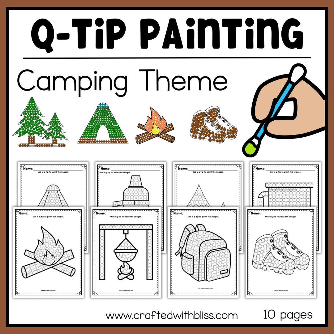 Q-tip Painting Camping Craft - Etsy