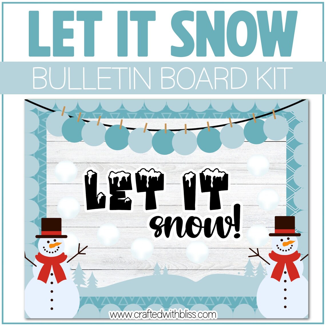 Winter Let It Snow Bulletin Board Kit Door Classroom Decor January ...
