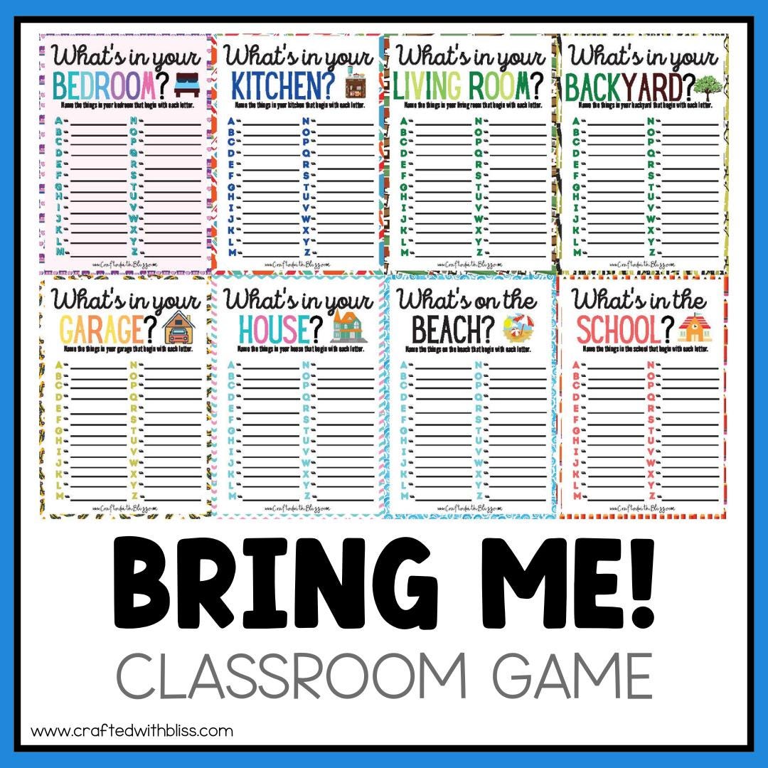Printable Bring Me Game Scavenger Hunt, Kids Party Game Bring Me Hunt ...
