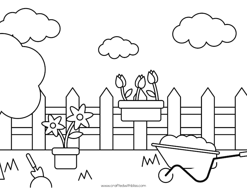 Hello Spring Coloring Pages for Kids Background Scene - Etsy