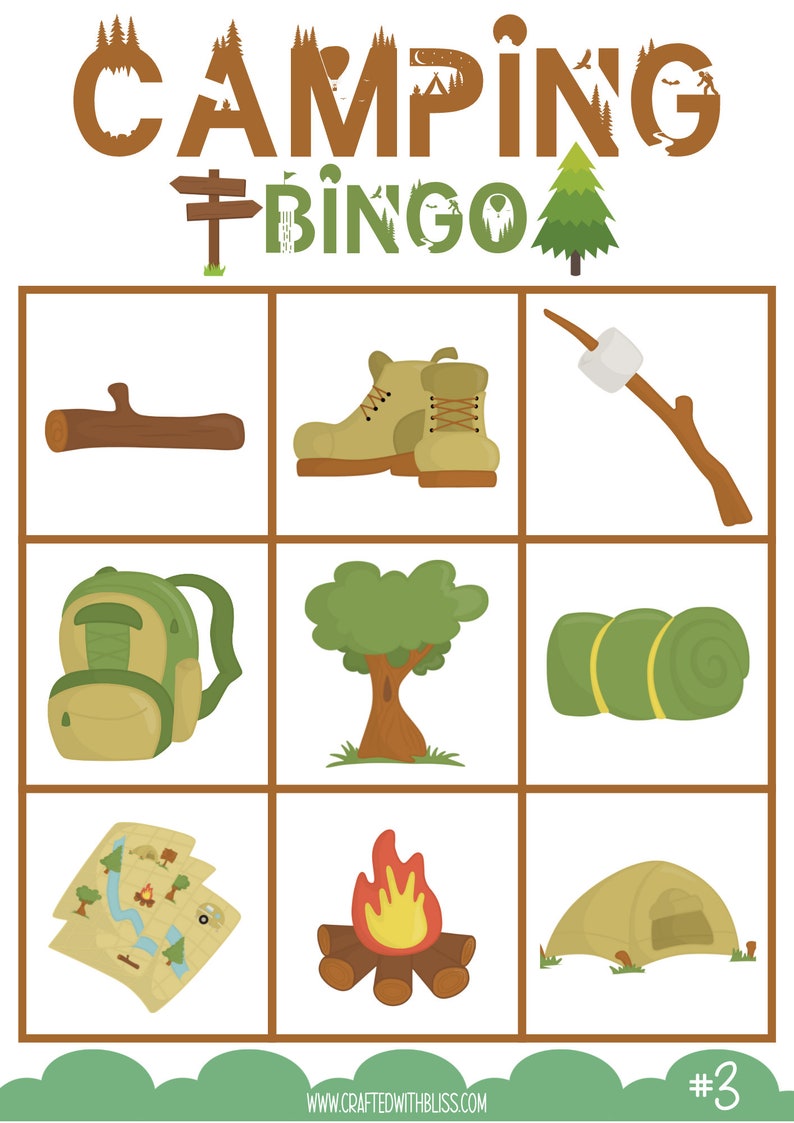 10 Camping BINGO for Preschool Kindergarten, Camping Games and ...