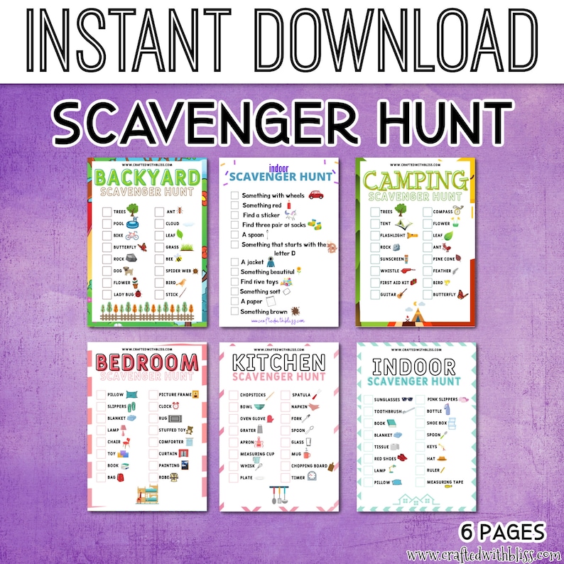 Fun Indoor Scavenger Hunt for Kids Engaging Activity All Year Summer ...
