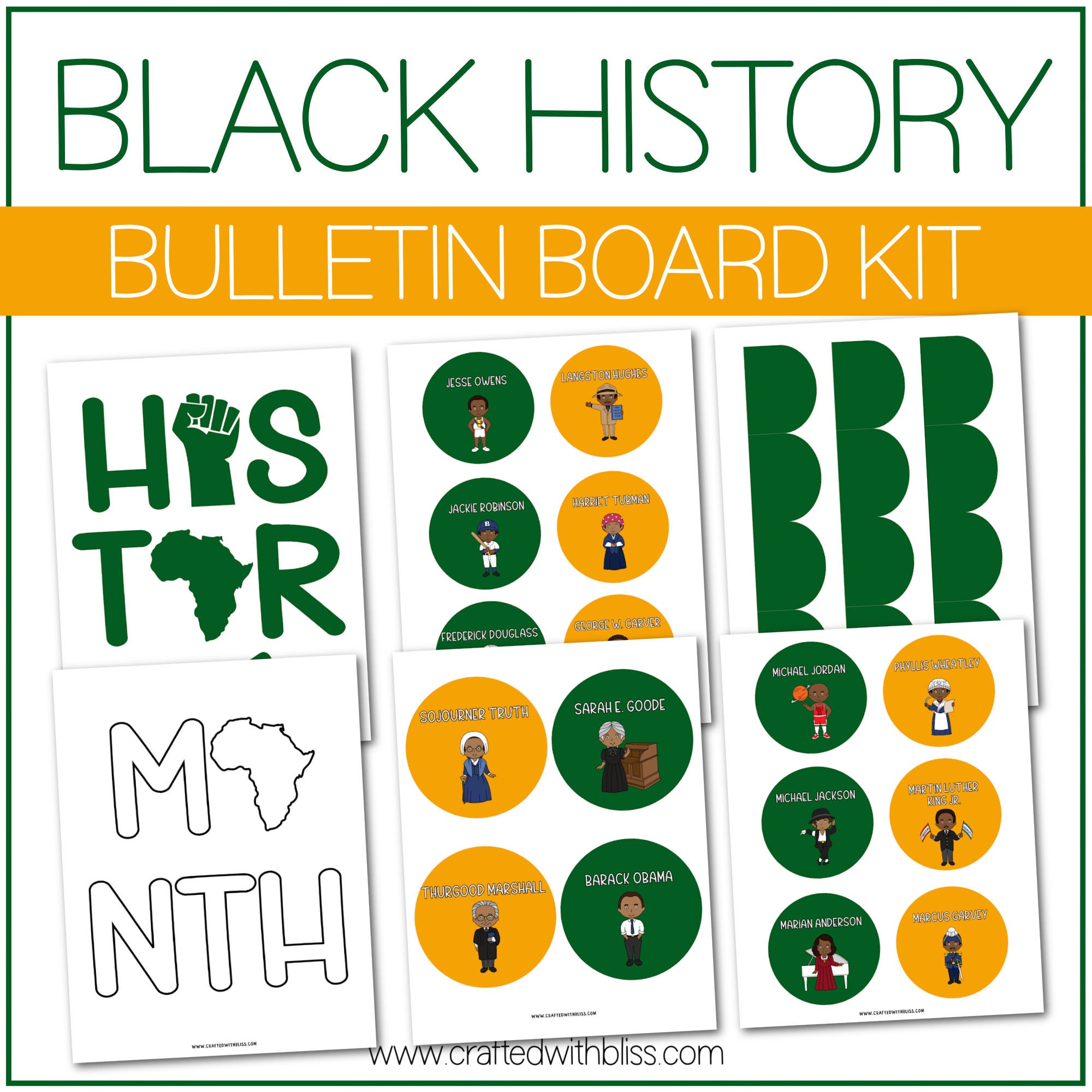 Black History Month Theme Bulletin Board Kit Door Classroom Decor ...