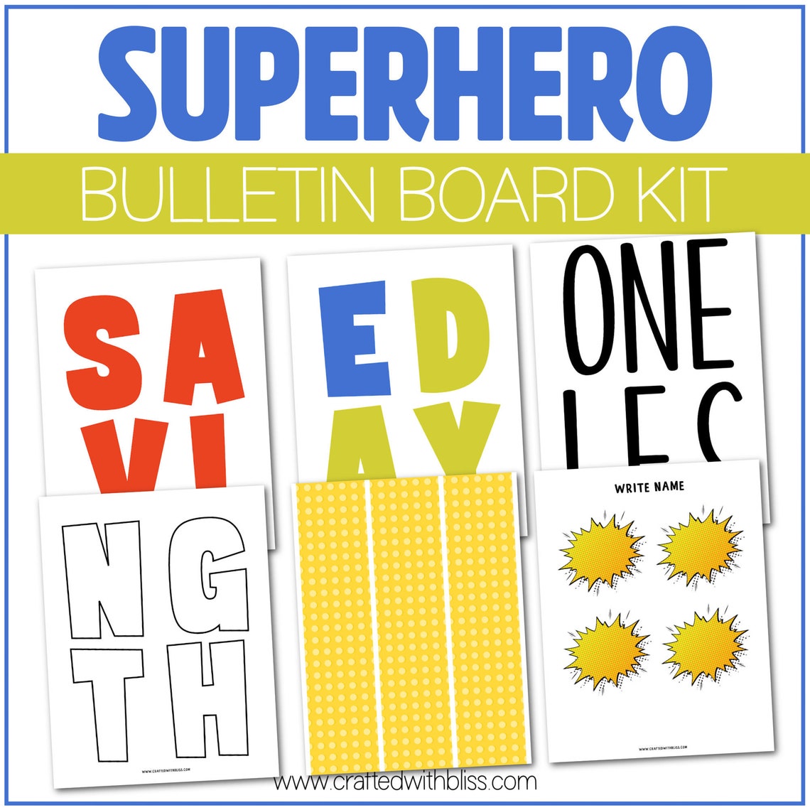 Superhero Theme Bulletin Board Kit Door Classroom Decor Bulletin Back ...